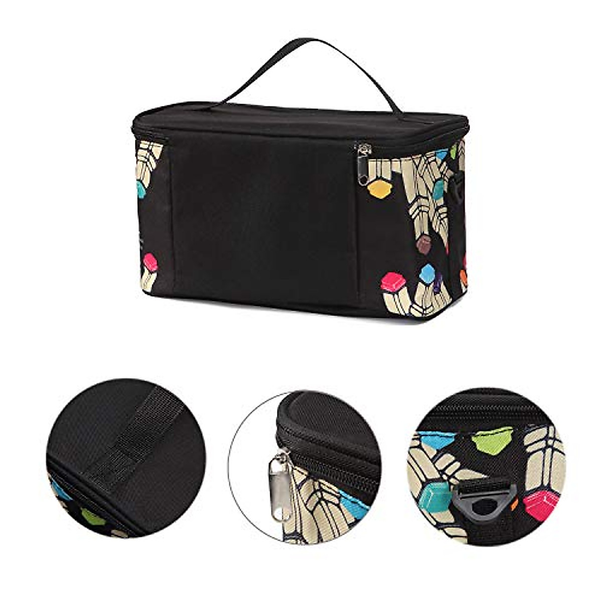 Toprema New Marker Pen Case Holder for 120 Markers Organizer Multifunctional Zipper Storage Carrying Bag with Pattern Black