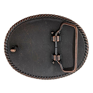 H8136 Western Floral Engraved Pattern Rope Edged Belt Buckle Fits 1-1/2"(38mm) Belt (Copper)