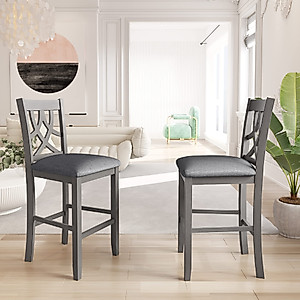 Wood Dining Chairs Set of 2,Upholstered Dining Table Chairs,Farmhouse Chairs for Dining Table,Rustic Dining Chairs,Padded Round Counter Height x back Dining Chairs with Cross Back for Small Places