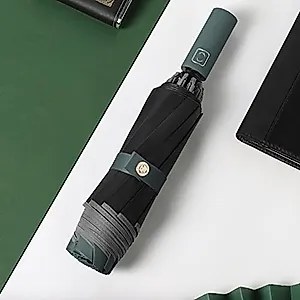 GENMAI SOEASY Umbrella Compact Folding Travel Umbrella, Light Automatic Portable Car Umbrella for Rain,Large Dark Green Windproof Rain Umbrella