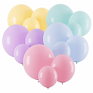 100 Pastel Balloons Assorted Colors & Size – Rainbow Birthday Party Decorations – Macaron Balloons in Blue, Purple, Yellow, Green & Pink – Matte Colored Supplies for Spring, Candy, Easter, & Unicorn