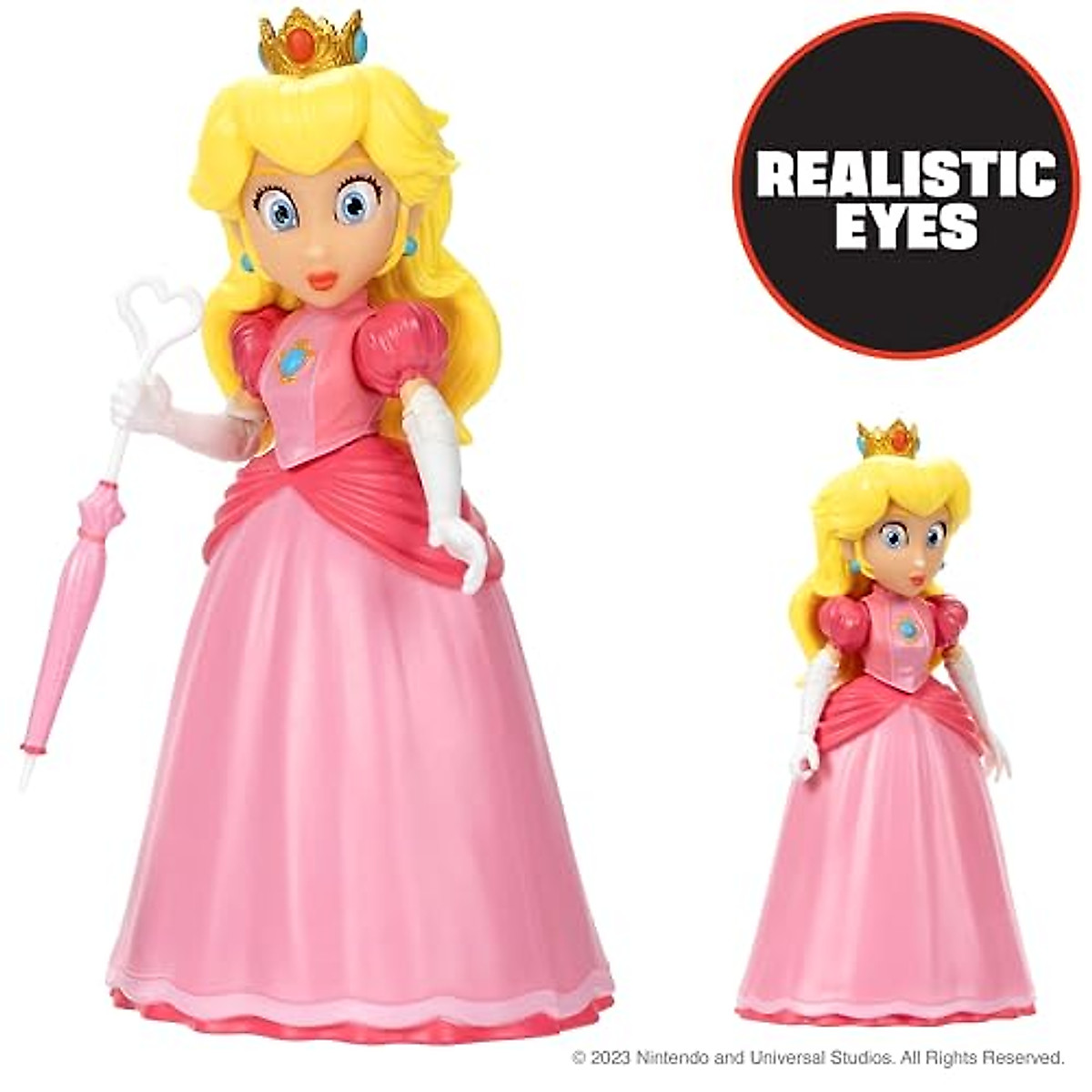 THE SUPER MARIO BROS. MOVIE - 5 Inch Action Figure Series 1 – Princess Peach Figure with Umbrella Accessory