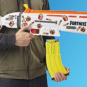 Nerf Fortnite AR-Durrr Burger Motorized Blaster - Customizing Stickers, 20 Darts, 10-Dart Clip - for Youth, Teens, Adults (Amazon Exclusive)