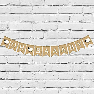 Lamb Baby Shower Decorations, Oh Baby Burlap Banner,Baby Sheep Themed Baby Shower Party, Little Lamb Décor Party Supplies,Oh Baaaby Bunting