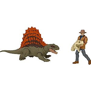 Jurassic World Dominion Dr Alan Grant & Dimetrodon Human and Dino Pack with 2 Action Figures, Toy Gift Set and Collectible