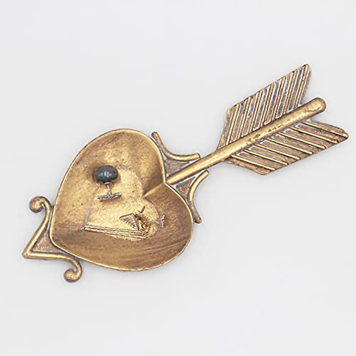 Funly mee Antique Trinket Dish Vintage Love arrow Gold Jewelry Tray , Marriage Ring Holder 8 x 3.3 inches