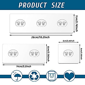 12 Pack Adhesive Hooks Sticker Strong Adhesive Wall Hooks Waterproof Adhesive Hooks for Shower Caddy Adhesive Replacement Clear Strong Sticker Hooks No Drilling Sticky Hanging Hooks (Assorted Hook)