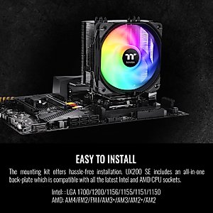 Thermaltake UX200 ARGB Sync CPU Cooler with 16.8M Color LEDs, 170W, Hydraulic Bearing, Universal Socket - For Desktops