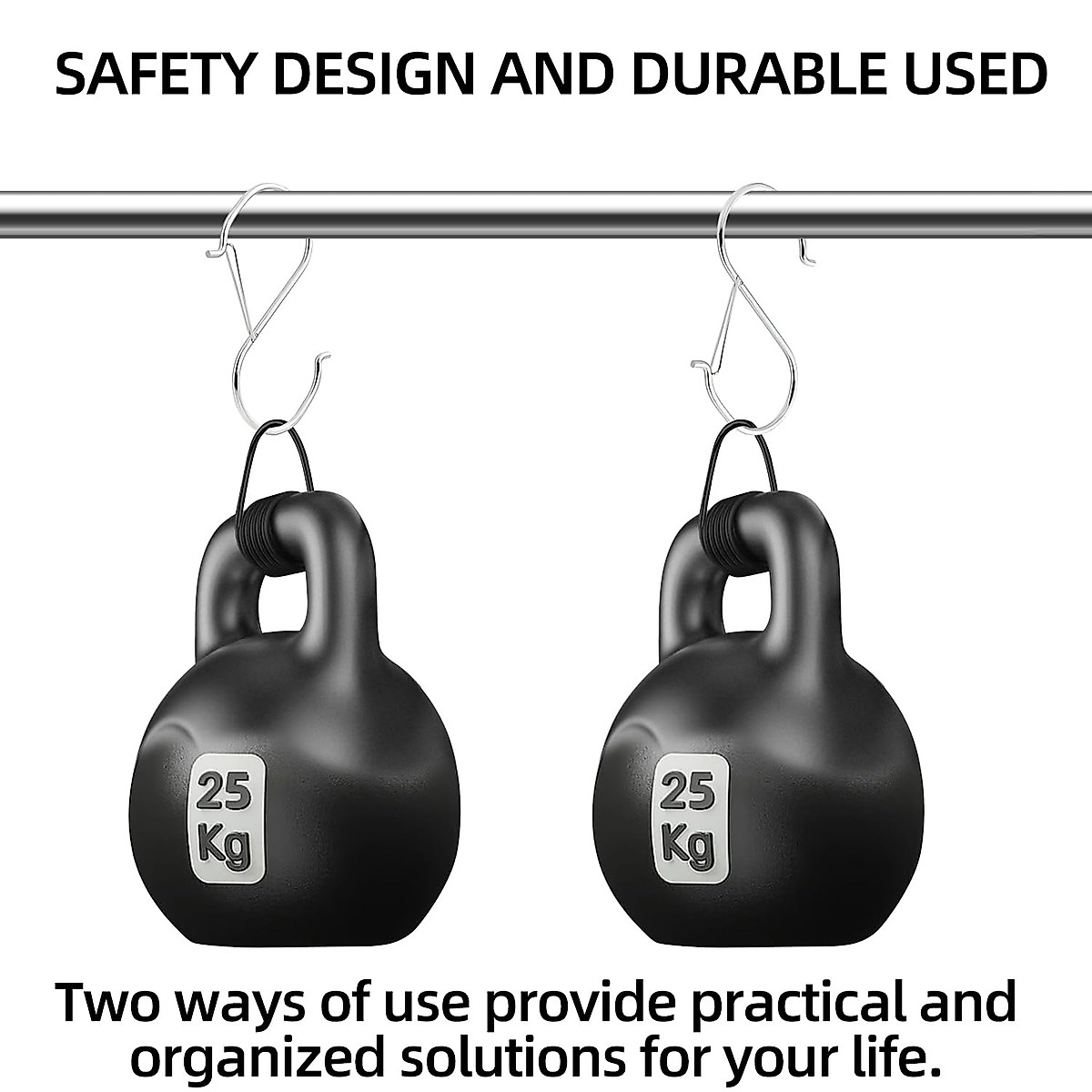 HCTESCO 4.96inch Large Size Silver S Hooks for Hanging - Heavy Duty, Ideal for Hanging Plants, Carabiner, and More! (16)