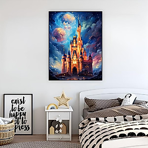 KS Diamond Painting Kits for Adults,5D DIY Full Drill Starry Sky Nightscape Castle Diamond Art Painting Kits DIY Adult Crafts 12x16inch
