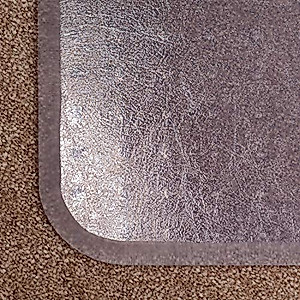 Chair Mat for Medium Pile Carpet, 60"x72" Rectangle, Clear Vinyl Beveled Edge, Clear