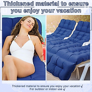 DoubleFill 4 Pcs Indoor/Outdoor Chaise Lounge Tufted Bench Cushions, 72"x22" Outdoor Bench Cushion for Wicker Loveseat Porch Swing Cushions, Patio Chair Furniture Replacement Cushion (Navy Blue)