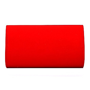 U-Story Womens Velvet Bridal Clutch Evening Prom Wedding Shoulder Chain Bag Handbag (Red)