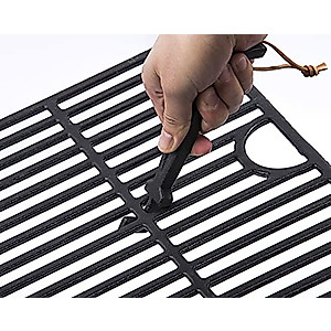 DELSbbq Cast Iron Barbecue Universal Grid Lifter, 8 inch Long hot Surfaces handling Lifter Gripper for Most Charcoal Grills and Gas Grills