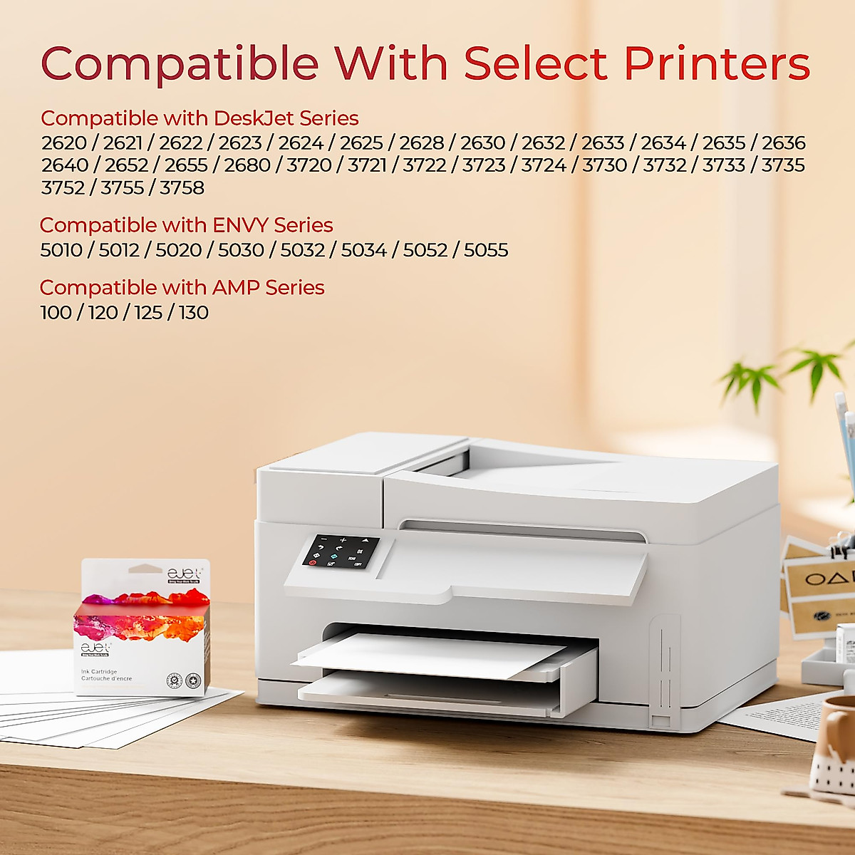 65XL Ink Cartridge Combo Pack replacemet for HP 65 Ink, 65 65XL ejet Remanufactured Ink Work with HP DeskJet 3772 3755 3700 3722 3752 2655 2622 2652; Envy 5055 5052 5058 Printer (1 Black, 1 Tri-Color)