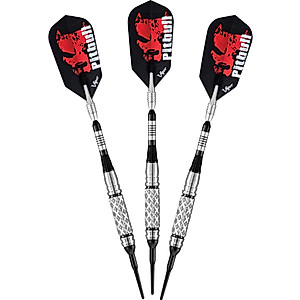 Viper by GLD Products unisex adult (18 Grams) Viper Pitbull 90 Tungsten Soft Tip Darts with Storage Travel Case Medium Knurling 18 Grams, Black, Wide Crosscut US