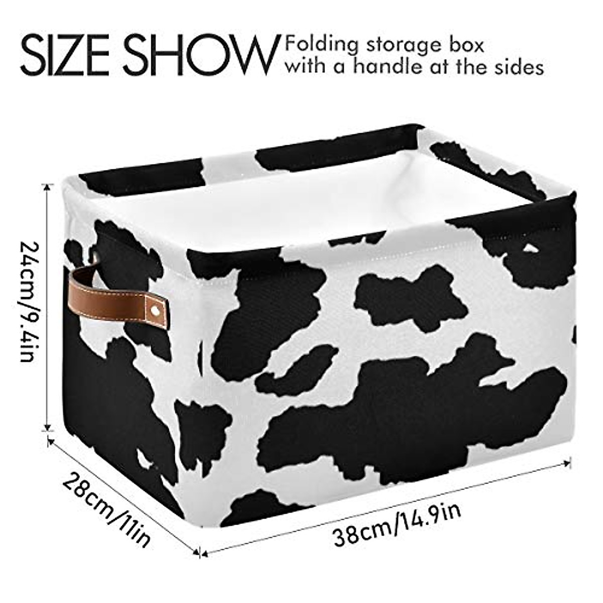 AUUXVA Rectangle Storage Basket Animal Cow Print Collapsible Storage Bin Laundry Hamper Toy Organizer for Bedroom Shelf Nursery Home Closet & Office