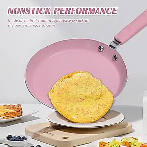 Nonstick Frying Pan Skillet, 7" Pink Skillet with Non Stick Coating, Aluminum Egg Pan with Stay Cool Handles, Practical Kitchen Cookware for Home Restaurant, Non Toxic, Induction Compatible (7 inch)