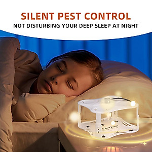 Flea Trap 2 Pack Flea Light Trap Indoor with 8 Glue Discs 6 Light Bulbs, Pest Control, Natural Insect Trap, Non-Toxic, Odorless Safe for Family (Pearl White)