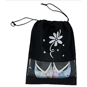 Old Navy Women Beach Summer Casual Flip Flop Sandals (6 Majestic Logo & Black Flip Flops) with Dust Cover