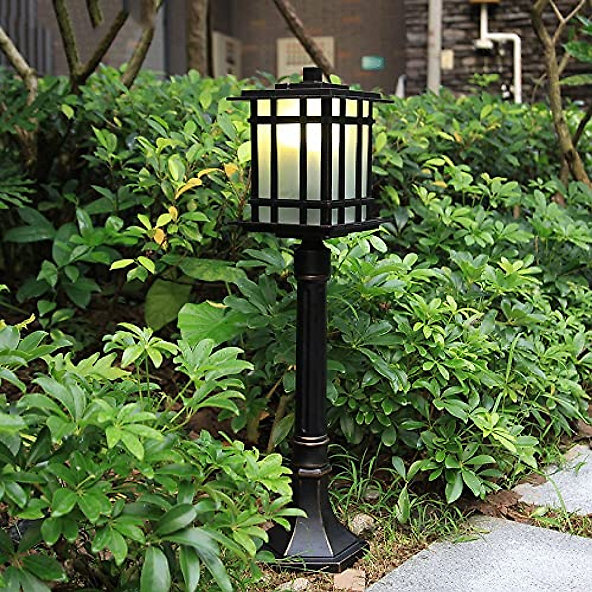 ZMY Classical Industrial Outdoor Post Lights Vintage Waterproof Retro Glass Lampshades Column Lamps Aluminum Street Garden Home Villa Park Pillar Lights
