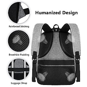 Backpack for Men Women, Travel School Backpacks for Teen Boys, Bookbag with USB Charging Port, Anti Theft College Students Backpack Fits 15.6 Inch Laptop, Casual Work Business Back Pack, Grey