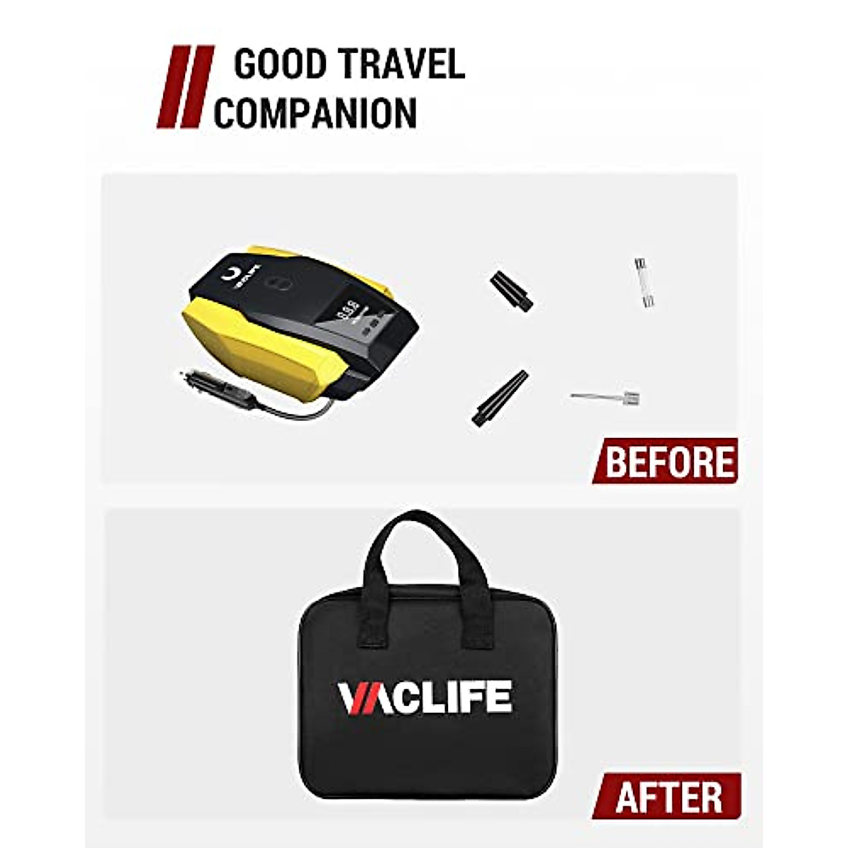 VacLife Tire Inflator Storage Bag - Air Compressor Portable Bag, Storage Bag for Air Pump for Car Tires, Carrying Case for Air Compressor for Car, Tire Pump Travel Bag, for VL701, VL708 & VL748