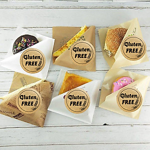 1 inch Gluten Free Brown Kraft Stickers Gluten Food Rotating Label Stickers for Gluten Free Food Retail Package 500pcs