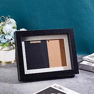 OLYCRAFT Medal Display Shadow Box 6.9x7.2x9 inch Black Medal Display Case Natural Wood Photo Frames with Clear Window for Military Medals, Beach Tags, Jewelry Pins, Pin Enthusiast Collectibles