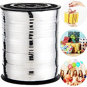 Metallic Curling Ribbon,3/16 inch x 500 Yard Curly Ribbon for Gifts Package Wrapping,Bows,Crafting (Silver)