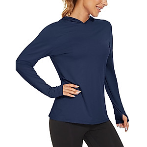 KEFITEVD Sun Shirt Women Long Sleeve UV Protection Workout Top for Women Lightweight Long Sleeve SPF Shirt Women Athletic Shirt Navy