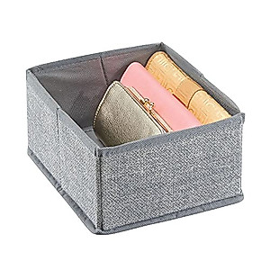 mDesign Rectangular Soft Fabric Dresser Drawer and Closet Storage Organizer Bin for Lingerie, Bras, Socks, Leggings, Clothes, Jewelry, Scarves - Textured Print - 2 Pack - Gray