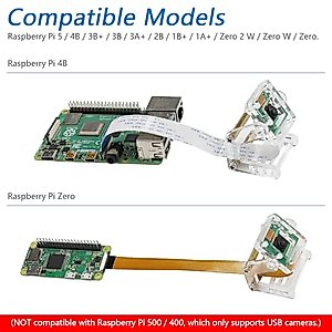FREENOVE 5MP Camera for Raspberry Pi 5 4 B 3 B+ A+ Zero 2 W with Adjustable Holder and Ribbon Cable, 62° Viewing Angle, 1080P 720P Output