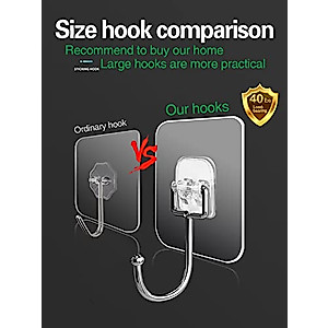 EKE 12 Pack of Large Adhesive Hook Wall Hooks with 40Ib Load Capacity (max) for Hanging Stainless Steel Towels and Coats, Suitable for Kitchens, bathrooms, Homes and Offices (12).