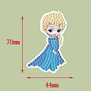 FLYSONG 5D DIY Diamond Painting Stickers Kits for Kids, 24 PCS Cute Cartoon Princess Diamond Art Stickers Beads Handmade Digital Gem Paint Making for Beginners Children