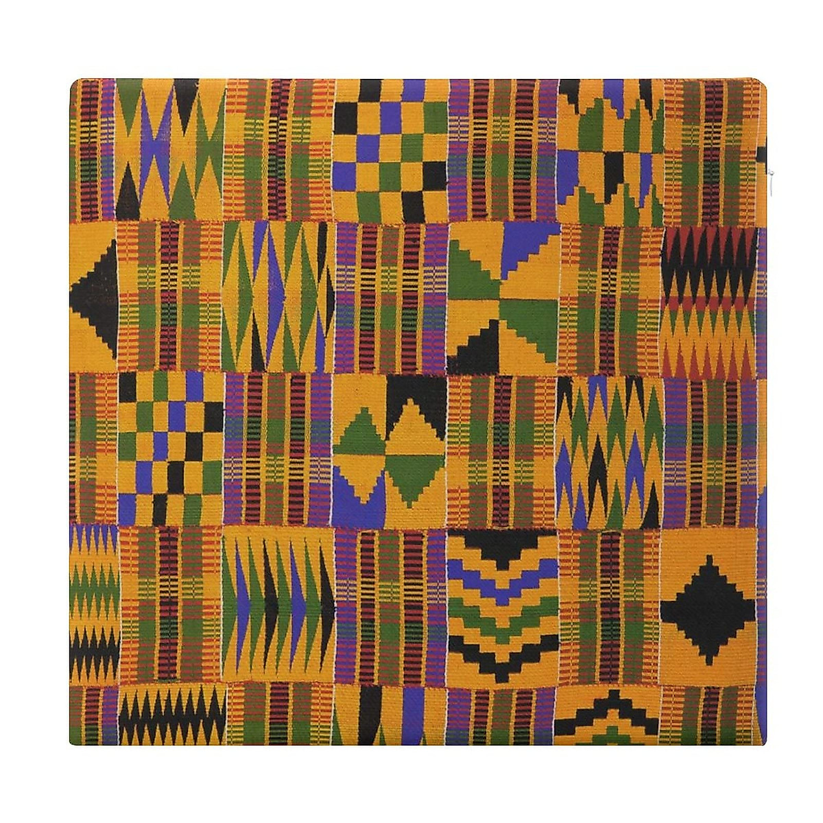 African Kente Cloth Ethnic Art Pattern Square Cushion Memory Foam Seat Pad Print Chair Cushion for Home Kitchen Office