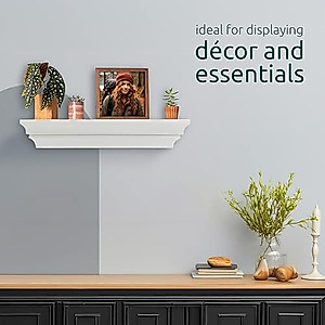 Kiera Grace Madison Classic Crown Molding Floating Wall Shelves, Robust Engineered Wood, Easy Assembly, Ideal for Home Decor, 12" / 16" / 24", White, Set of 3