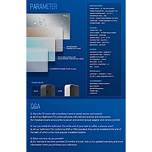 IP66 Waterproof Touch Screen Mirror TV for Bathroom Shower With Swivel Bracket For Wall Mount, Support 360° Rotation 500 nits High Brightness Full HD 1080P LED Built-in Android OS WiFi/LAN/USB/BT/HDMI