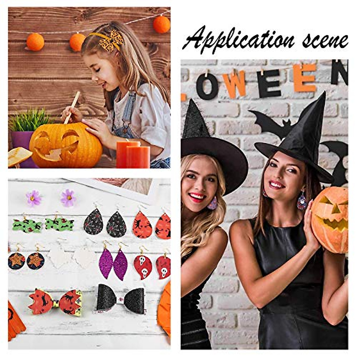 FINGERINSPIRE 10Pcs Halloween Theme Printed Faux Leather Sheets Assorted Synthetic Leather Fabric(8.3x6.3inch) for Making Hair Bow Earrings Making Crafting Party Decor DIY Projects