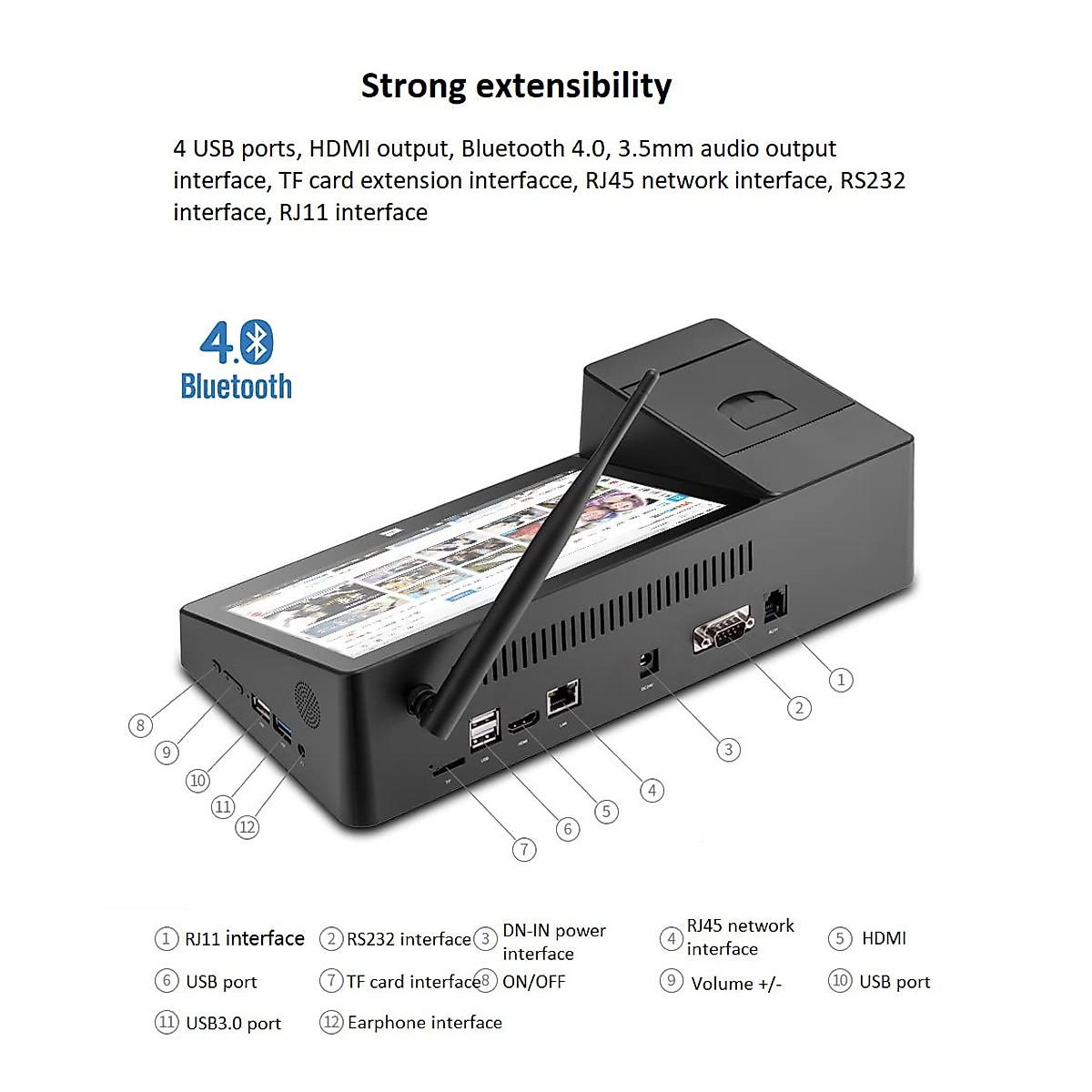 POS Thermal Printer, Tablet Computer, tablette, PIPO X3 Mini PC POS with Printer Intel Z8350 Quad Core Windows 10 Mini pc Box 1920x1200 HDMI (9inch (2+64G))