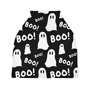 Halloween Ghosts Boo Baby Car Seat Covers Holiday Spooky Carseat Canopy Soft Infant Stroller Cover Nursing Breastfeeding Covers for Girls Boys Newborn Fit Summer Spring Autumn
