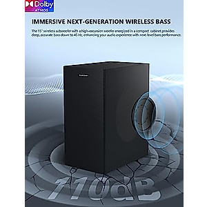 RAINEVERRY 5.1.2 Premium Sound Bar with Dolby Atmos, Surround Sound System for TV, Wireless Subwoofer, Home Theater Surround Sound System, Bluetooth 5.1, Work with 4K & HD TVs| HDMI & Optical