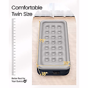 iDOO Twin Air Mattress, Double High Adjustable Blow Up Mattress with Built-in Pump, Comfortable Top Surface Inflatable Airbed for Home Portable Travel, 75x39x18in, 550lb MAX