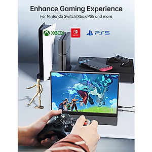 ForHelp 2k Portable Monitor 16inch 2560X1600 USB C Laptop Monitor HDMI Computer Display HDR IPS Gaming Screen w/Smart Cover & Dual Speakers, Travel Monitor for PC Mac Phone Xbox PS5 Switch Laptop