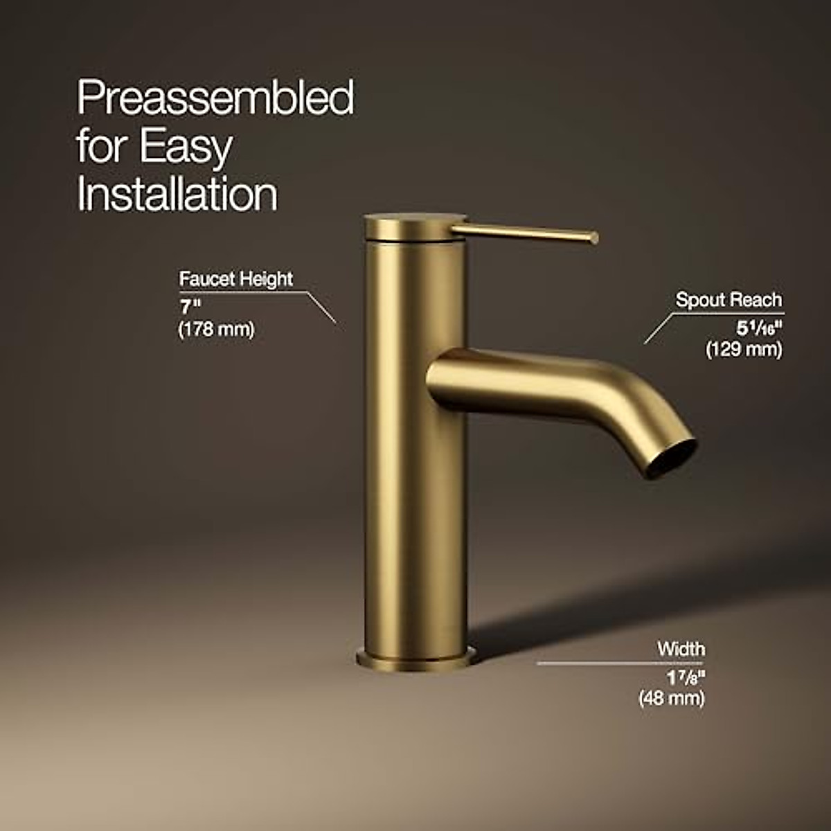 Kohler 77958-4A-2MB Components Plumbing Fixtures, Vibrant Brushed Moderne Brass