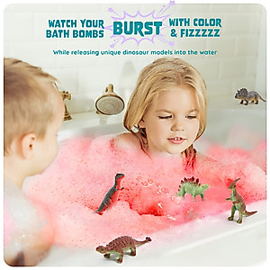 Dino Easter Egg Bath Bombs for Kids - Kid Baths Bomb with Surprise Inside - Easter Basket Stuffers - Dinosaur Toys Gift for Boys and Girls Ages 6 7 8 Years Old Gifts - Fun Educational Toy Fizzy