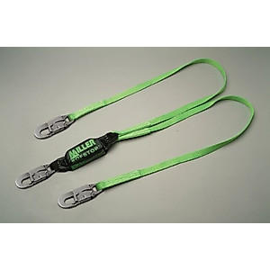 Honeywell ANSI Z359.13 Compliant Two-Legged, 6' Web Lanyard, w/3 Locking snap Hooks (Green) 8798T-Z7/6FTGN