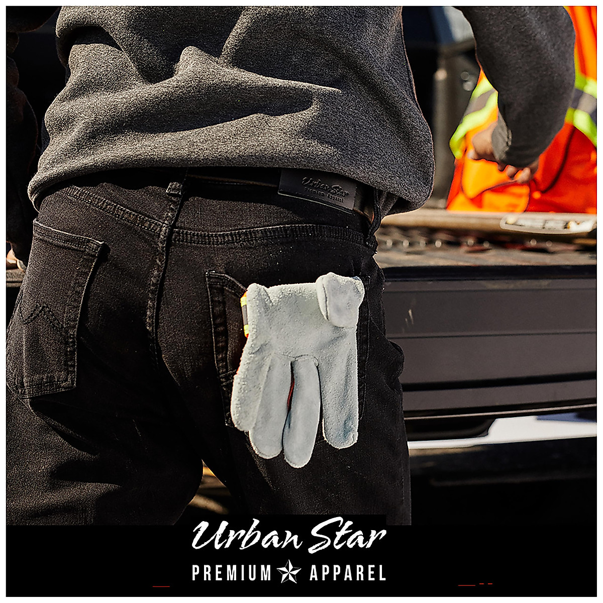 Urban Star Mens Jeans Relaxed Fit – Straight Leg Stretch Jeans for Men – Ultimate Comfort Superflex Pants Black 32W x 30L