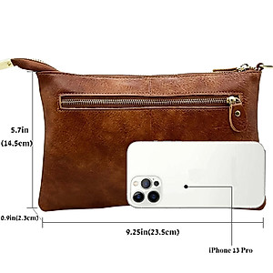 Beurlike Leather Wristlet Wallet Clutch Purses For Women Small Crossbody Phone Bags(Vegan Leather Brown)