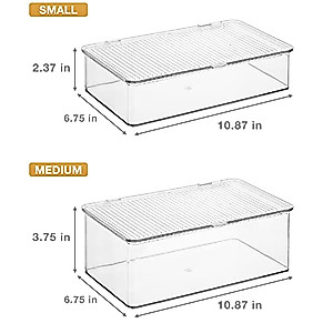 Sorbus Sturdy Plastic Storage Bins with Lid- Stackable Refrigerator Organizer Bins- MultiPurpose Versatile Lightweight Pantry Organizer- Perfect Cabinet Organizer and Storage for Kitchen- 2 Pack (S,M)